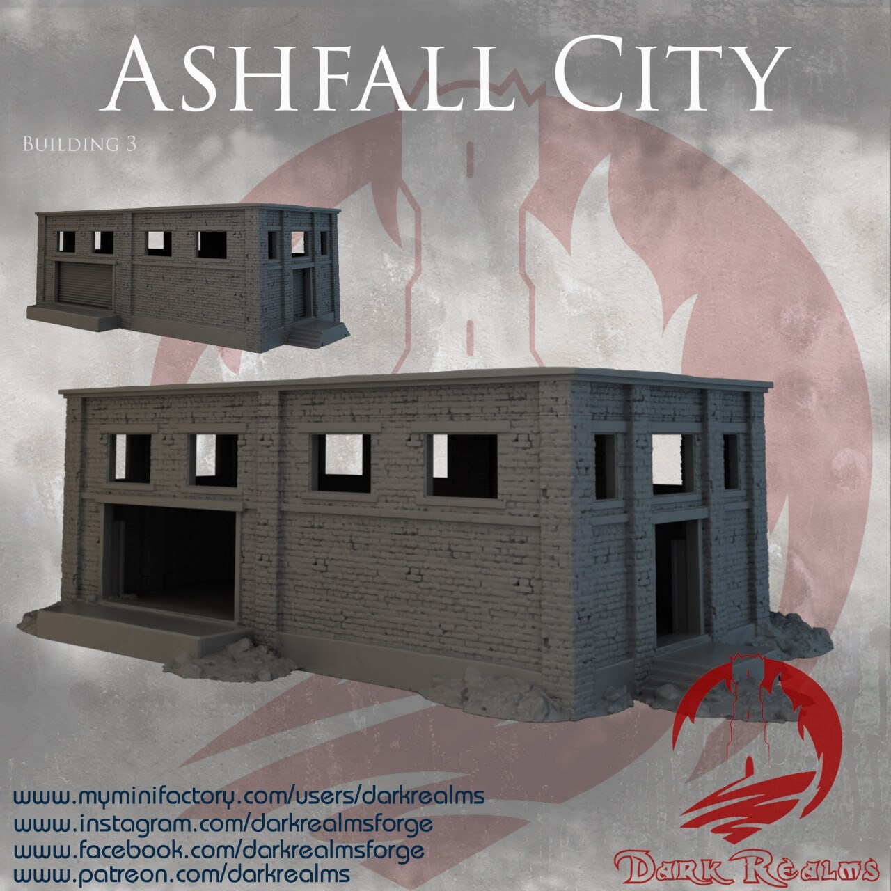 Ashfall City Building 3 Dark Realms 15mm 28mm 32mm Wargaming Tabletop ...
