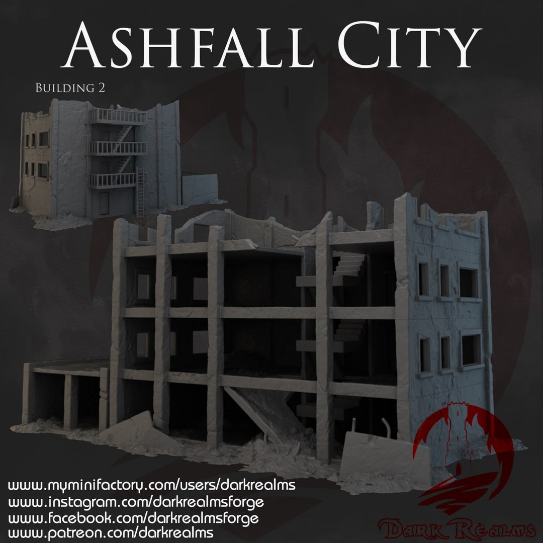 Ashfall City Building 2 Dark Realms 15mm 28mm 32mm Wargaming Tabletop ...