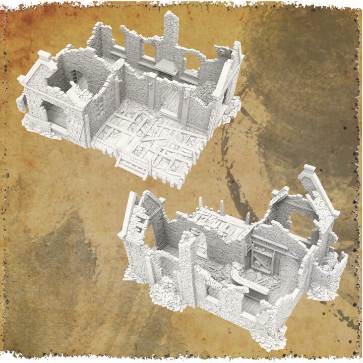 Goldcrown Tavern Runied 3D Printed Terrain Fantasy Mordheim Wargaming ...