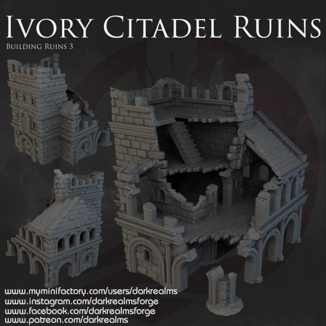 Ivory Citadel Building Ruins 3 Dark Realms 15mm 28mm 32mm Wargaming ...