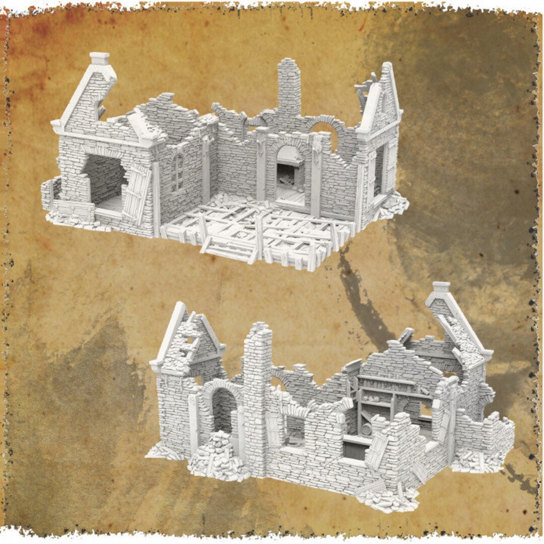 Goldcrown Tavern Runied 3D Printed Terrain Fantasy Mordheim Wargaming ...