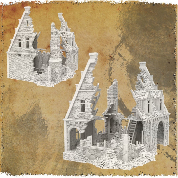 Roadside Inn Runied 3D Printed Terrain Fantasy Mordheim Wargaming ...