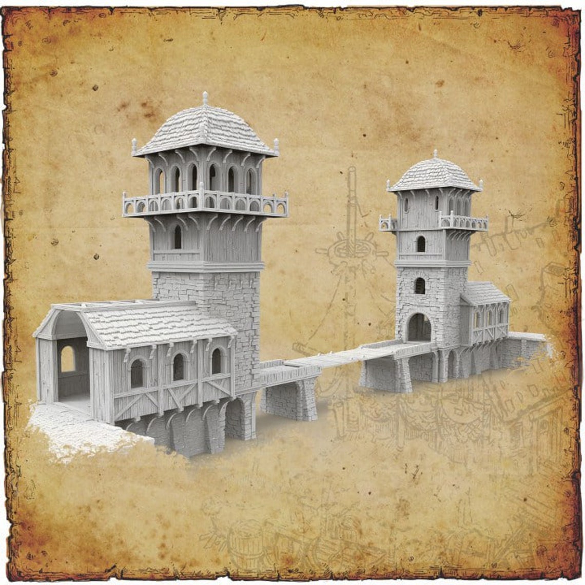 Ancrabourg Quaywall Drawbridge-3d Layered Scenery 15mm 28mm 32mm ...