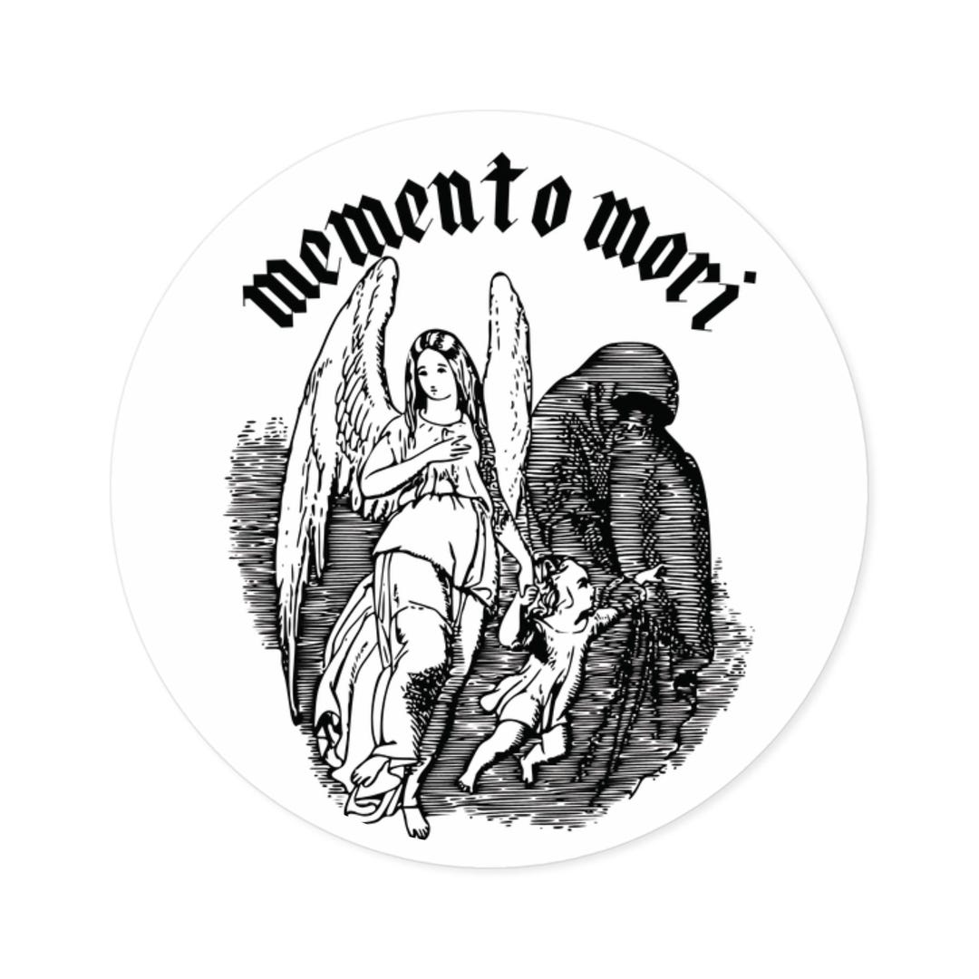 Memento Mori Round Vinyl Sticker | Grim Reaper Decal | Angel of Death ...