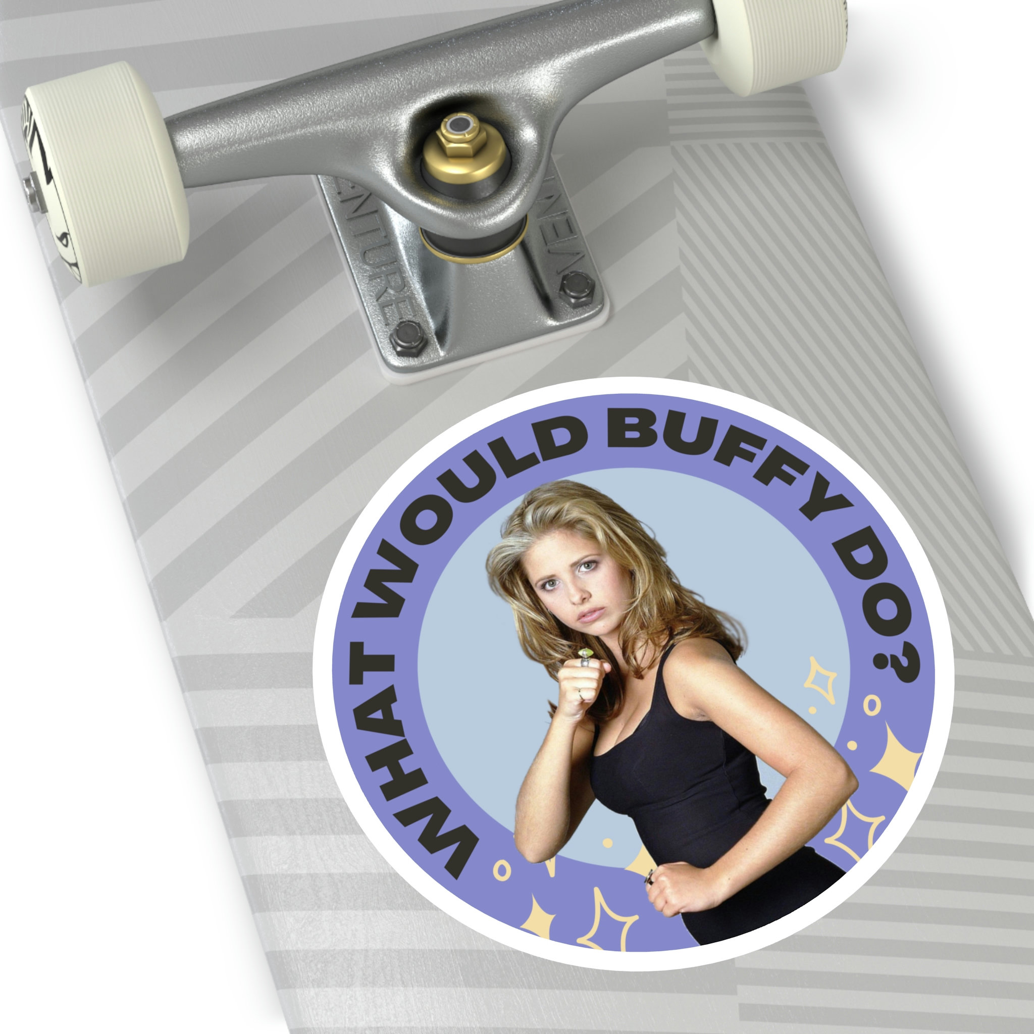What Would Buffy Do? Round Vinyl Sticker WWBD Vampire Slayer Decal Car ...
