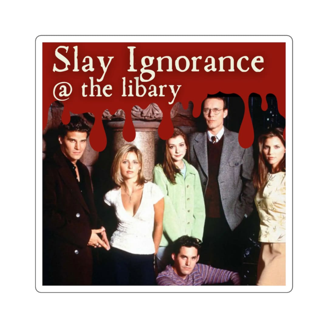 Slay Ignorance @ the Library Square Sticker Decal 90s Librarian Support ...