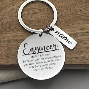 Personalized Engineer Definition Keychain - Stainless Steel Profession ...