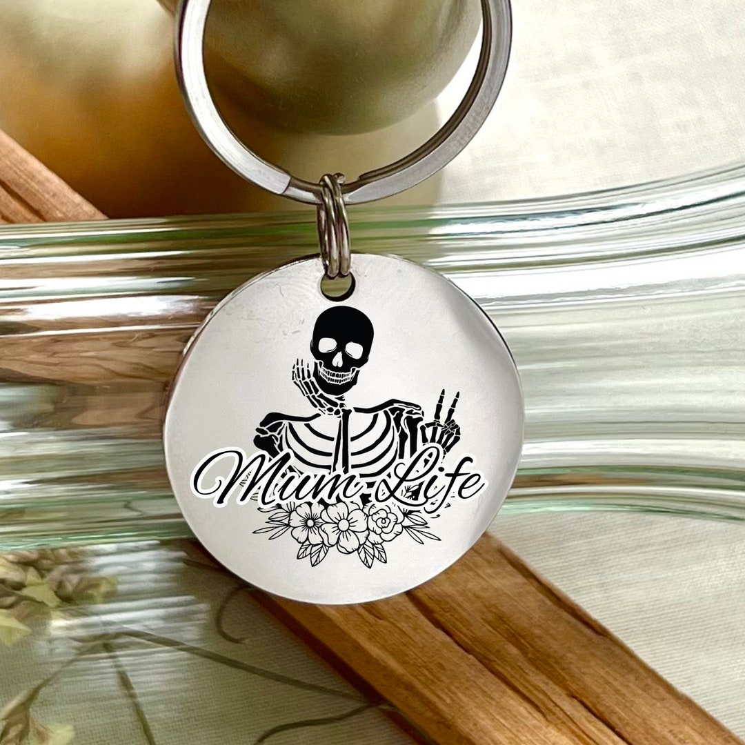 Personalized Bloom Skeleton Mum Life Keychain - Custom Mum Keyring - Etsy