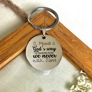 Personalized Stainless Steel Friendship Keychain - Never Walk Alone ...