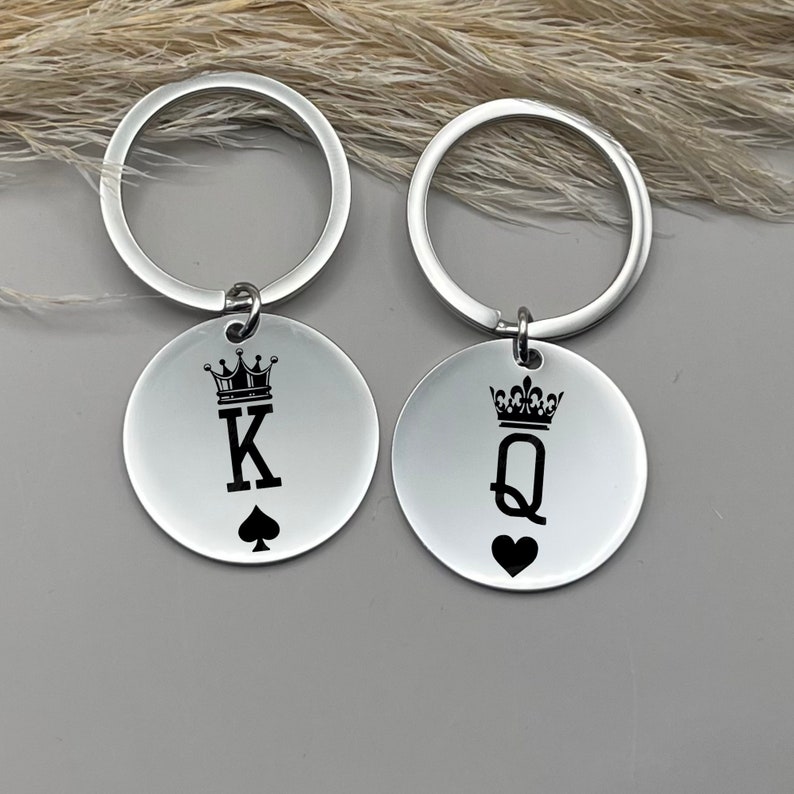 Custom Royal Couple Keychain Set: King, Queen, Stainless Steel - Etsy