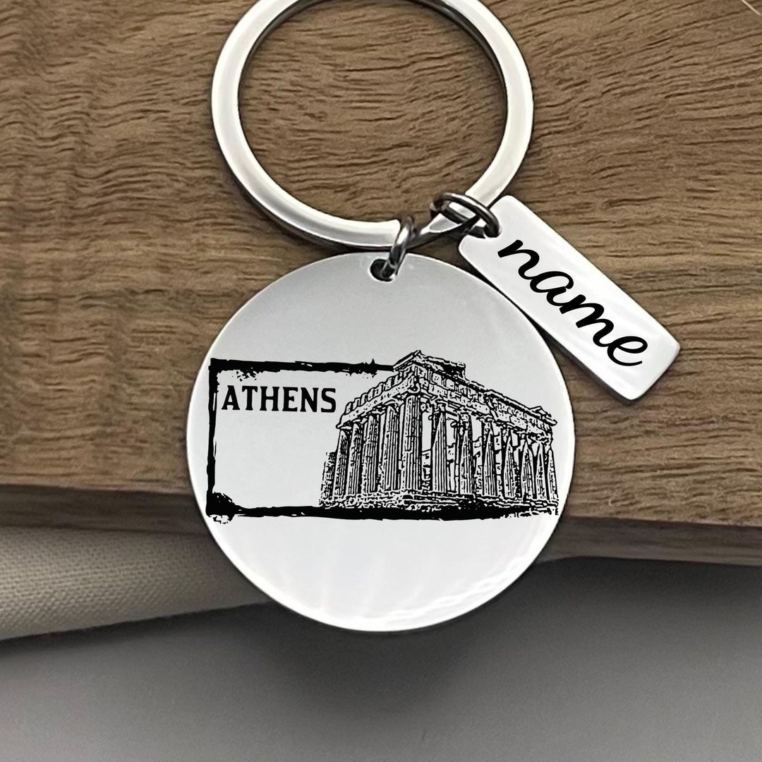 Personalization Athens Stainless Steel Keychain - Athens Souvenir ...