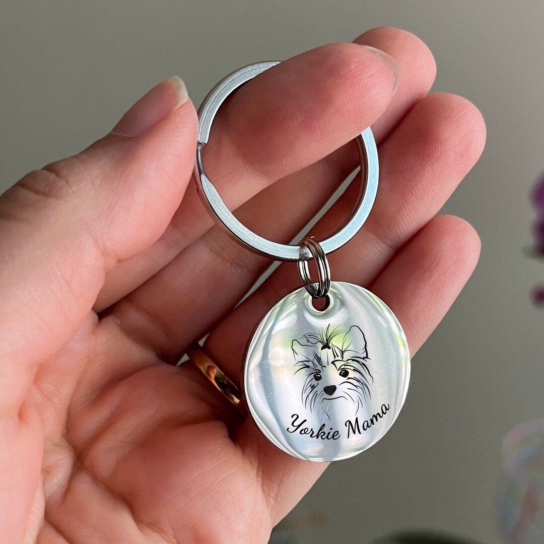 Personalized Yorkie Mama Keychain: Custom Stainless Steel Dog Mom Gift ...