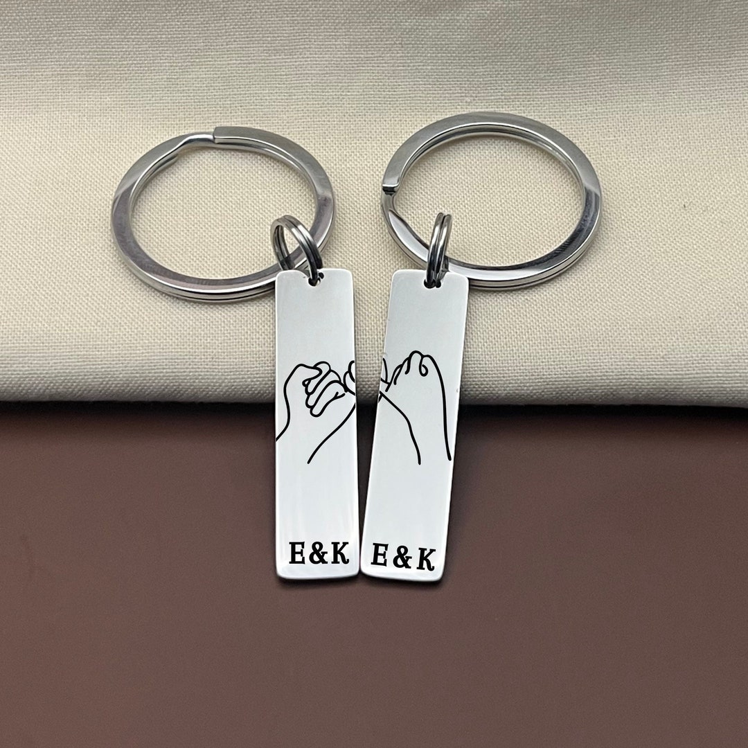 Personalized Pinky Promise Keychain Set: Stainless Steel Friendship ...