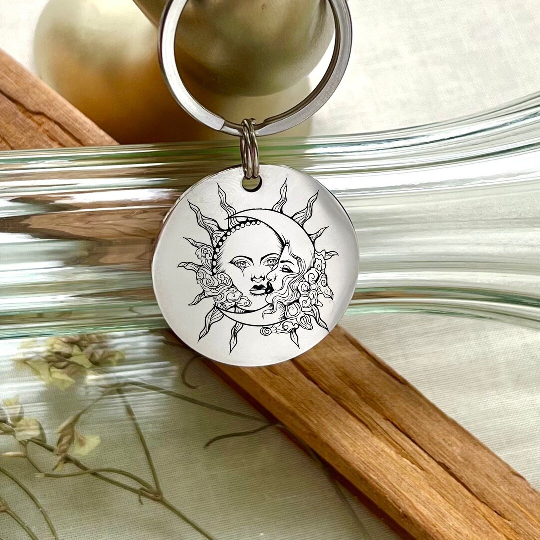 Celestial Sun and Moon Keychain - Stylish Lunar and Solar Accessory - Etsy