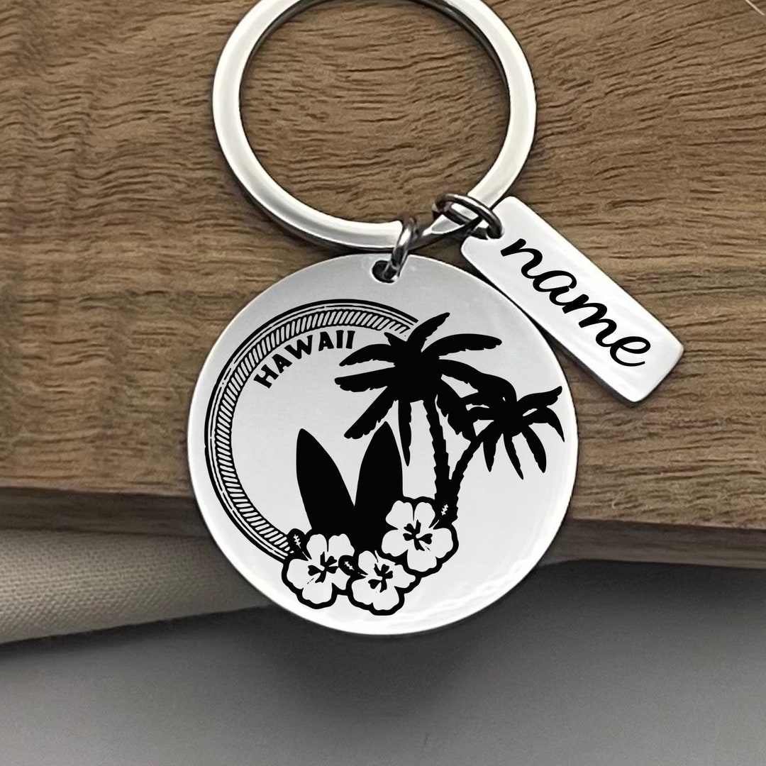 Personalized Hawaii Keychain: Stainless Steel Souvenir Keyring - Etsy