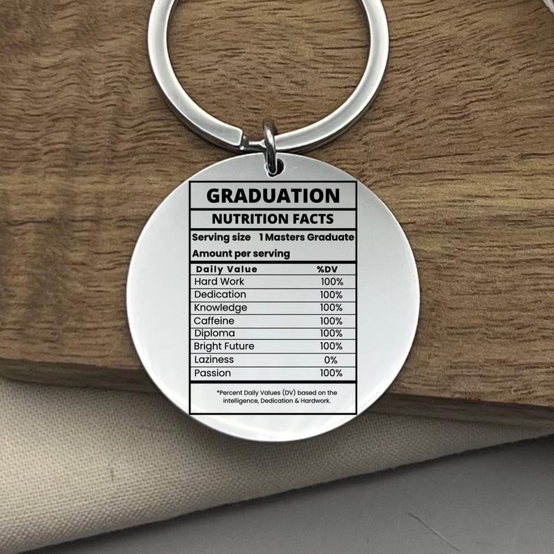 Personalized Graduation Nutrition Facts Stainless Steel Keychain: Funny ...