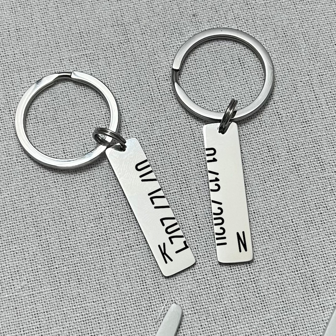 Custom Secret Date Stainless Steel Keychain Set - Personalized Matching ...