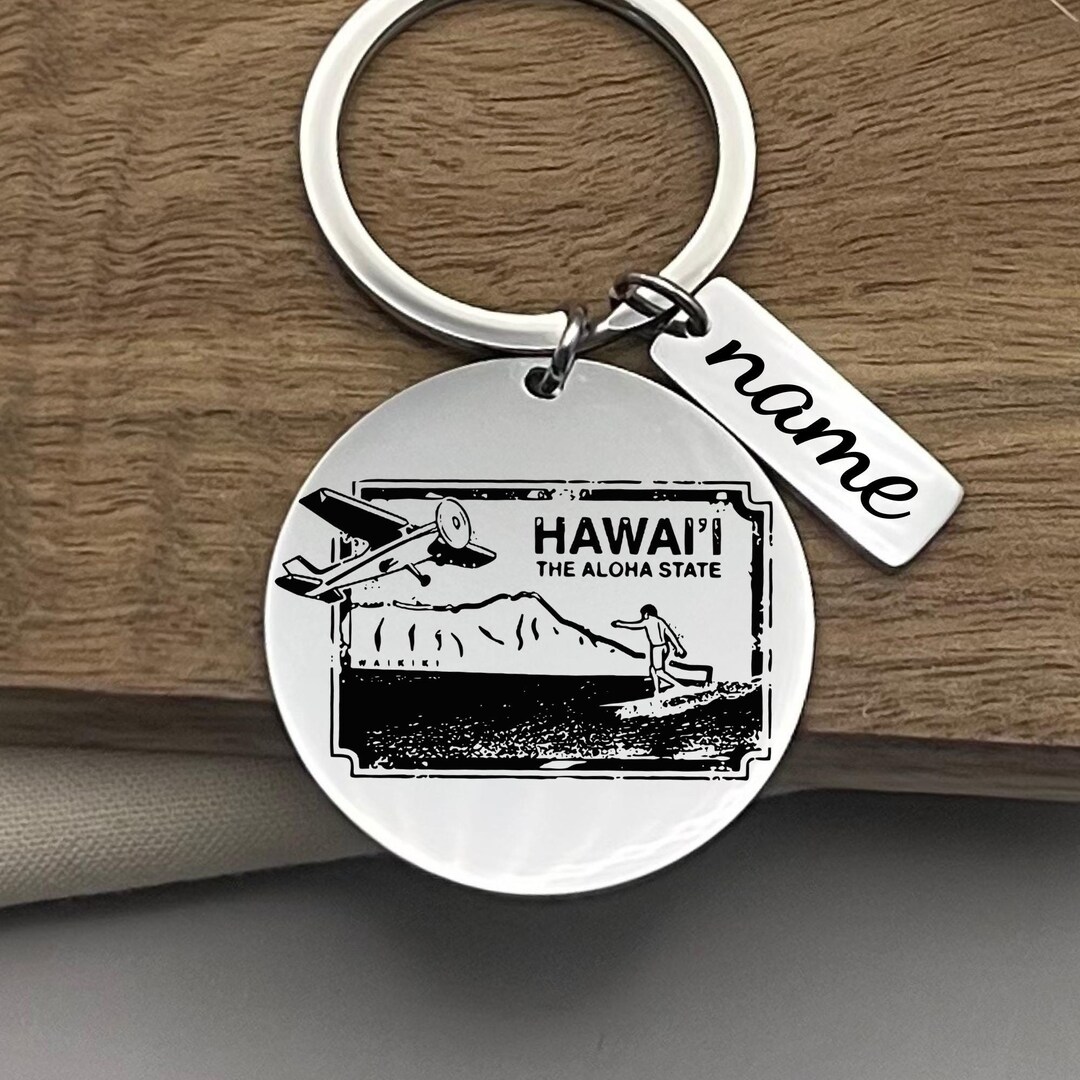 Personalized Hawaii Keychain: Stainless Steel Souvenir Keyring - Etsy