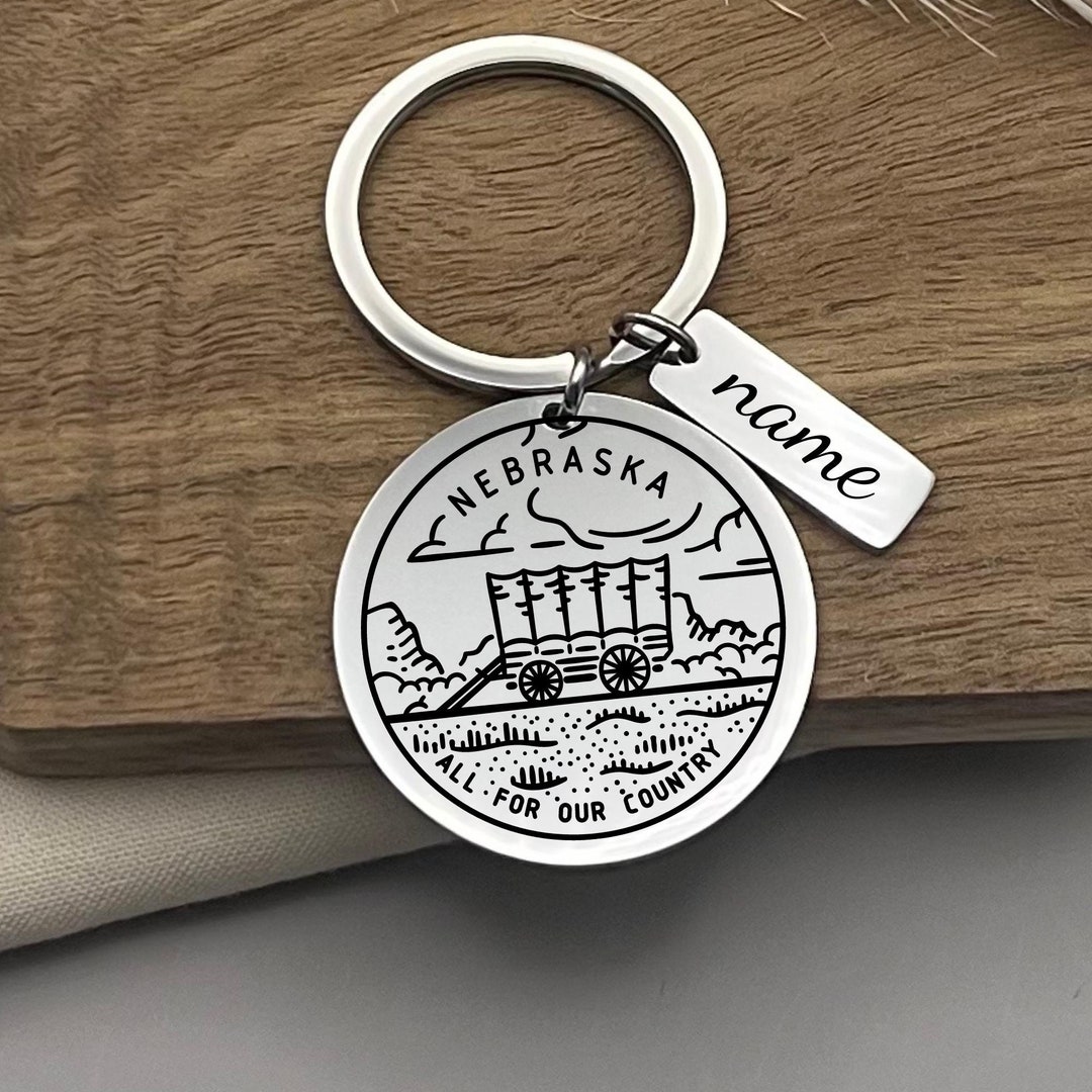 Custom Nebraska State Keychain: Personalized Stainless Steel Gift - Etsy