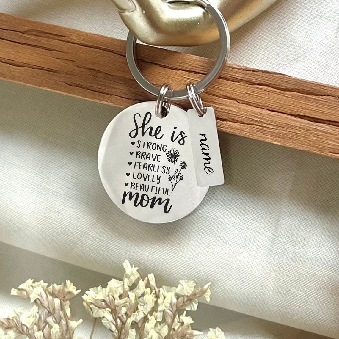 Personalized She is Mom Stainless Steel Keychain Custom - Etsy