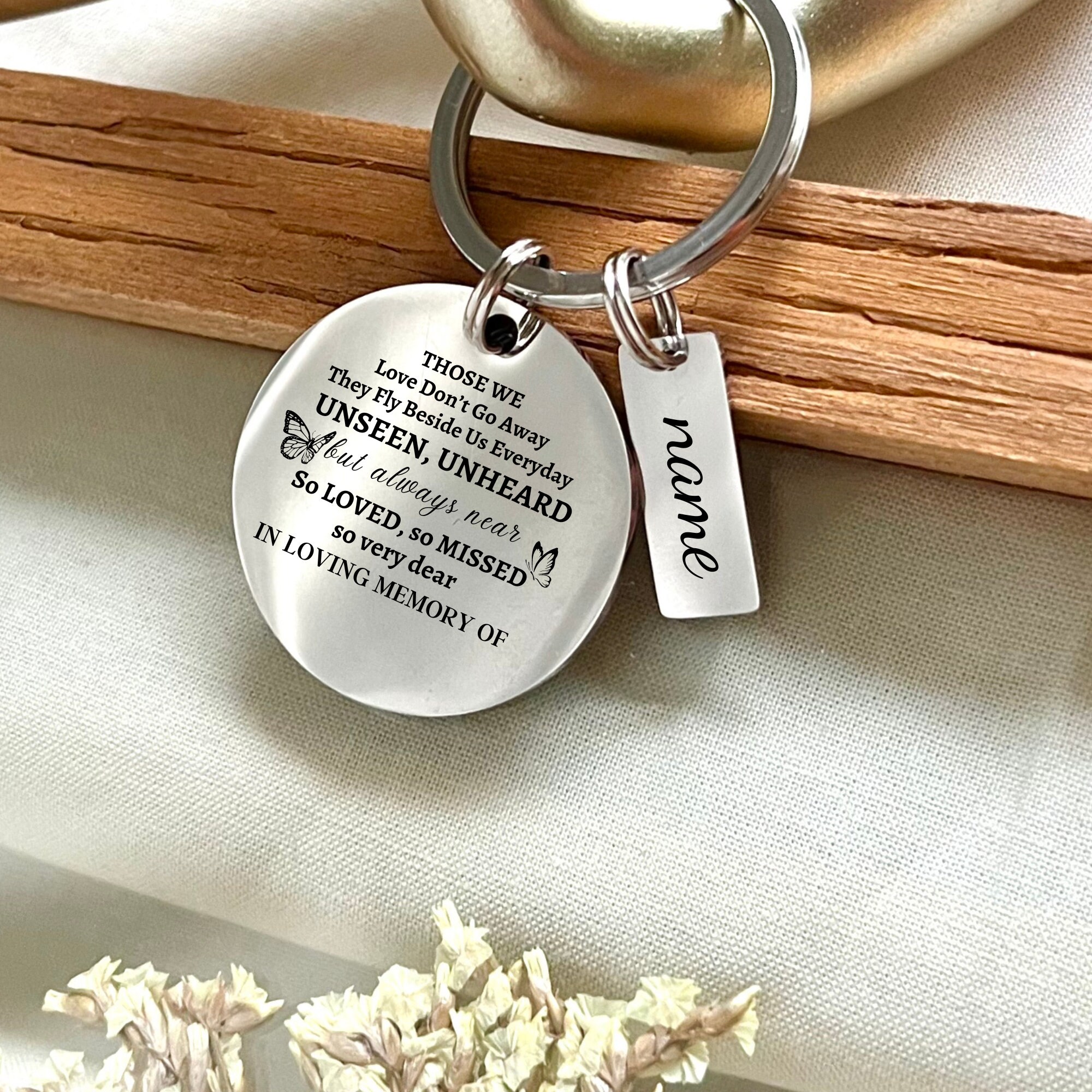 Personalized Memorial Keychain: Stainless Steel Butterfly Tribute - Etsy