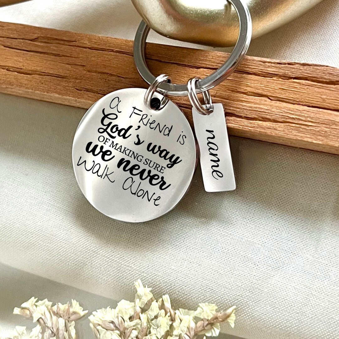 Personalized Stainless Steel Friendship Keychain - Never Walk Alone ...