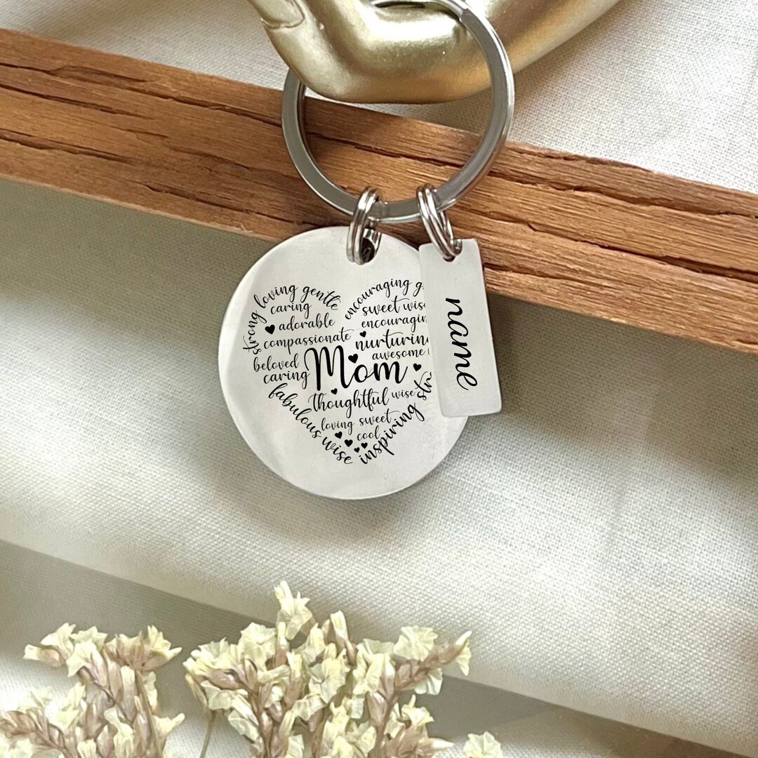 Personalized Mom Definition Stainless Steel Keychain - Custom Mom Heart ...