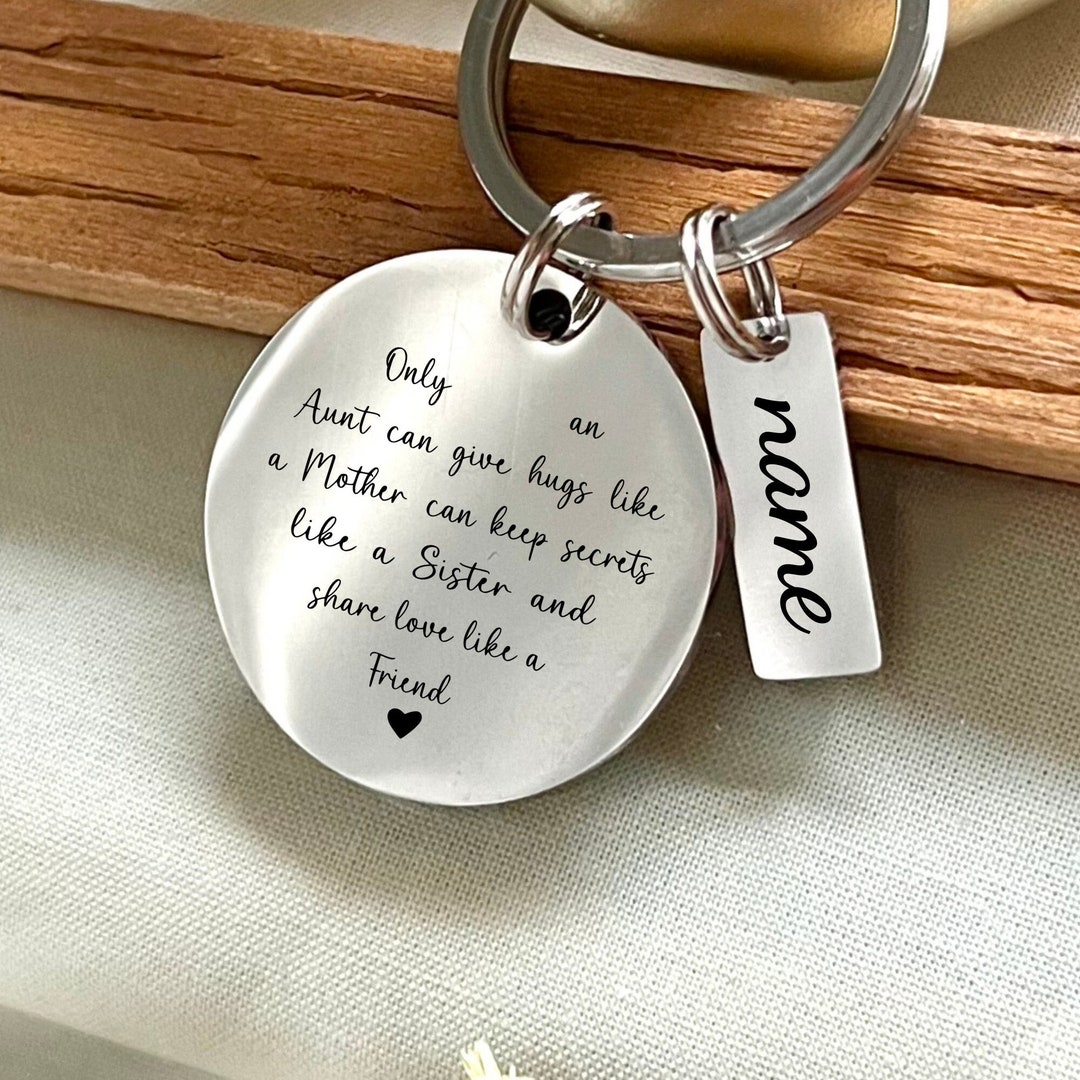 Personalized Aunt Keychain: Stainless Steel Heart, Custom Message - Etsy