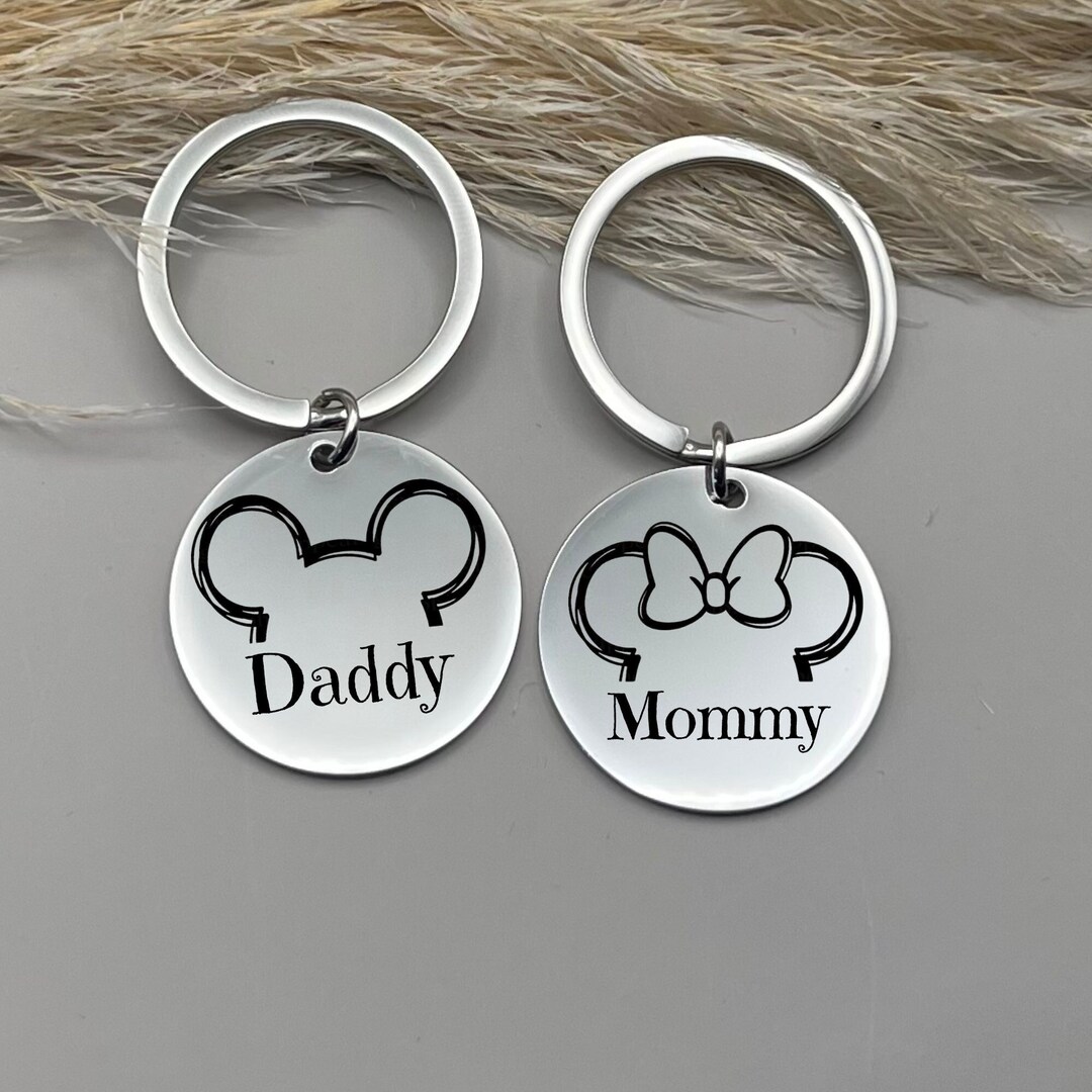 Custom Mickey Minnie Mouse Keychain Set - Handmade Stainless Steel ...