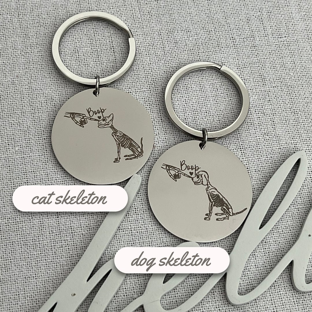 Personalized Skeleton Pet 'boop' Stainless Steel Keychain - Halloween ...