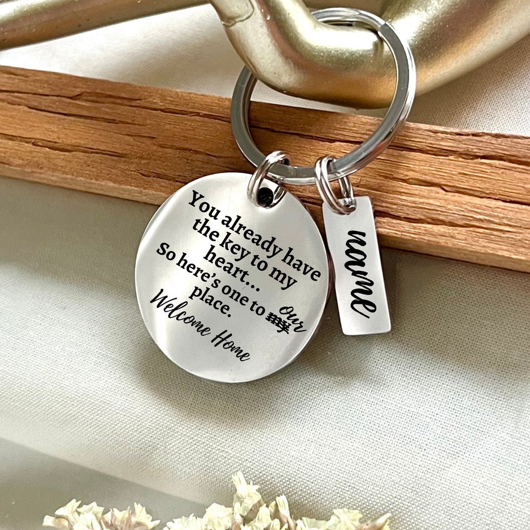 Personalized Key to Our Place Stainless Steel Keychain - Custom Welcome ...