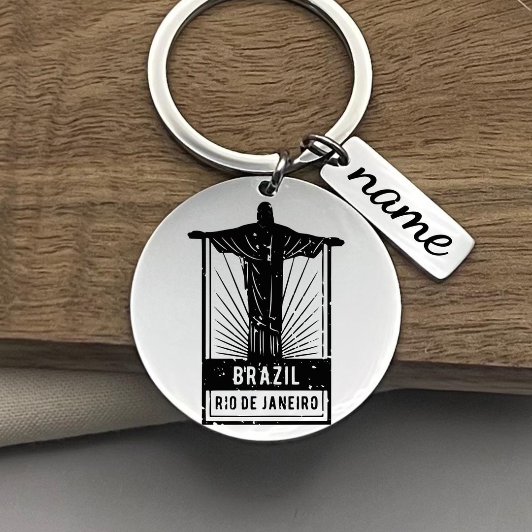 Personalized Brazil Keychain: Stainless Steel Souvenir Gift - Etsy