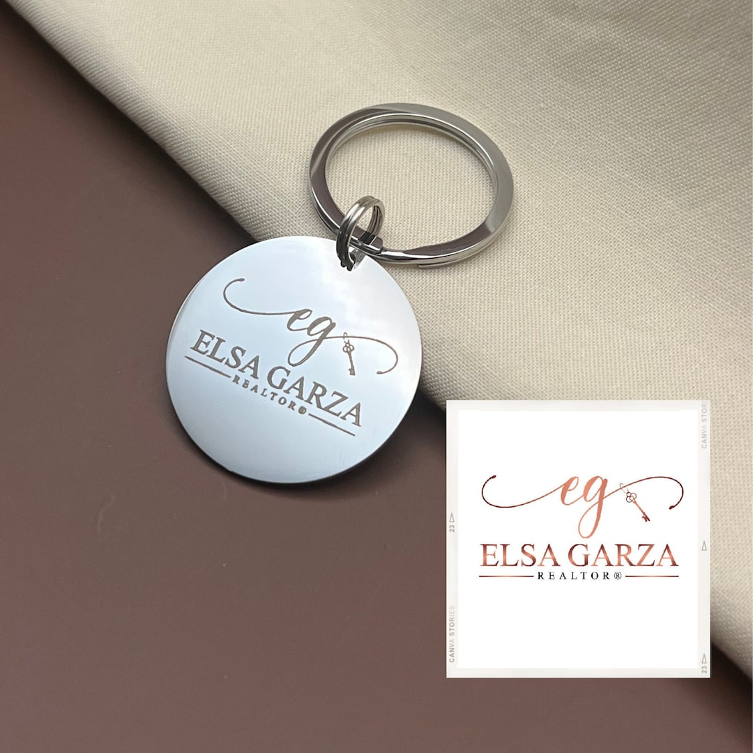 Personalized Brand Logo Stainless Steel Keychain - Custom Logo Engraved ...