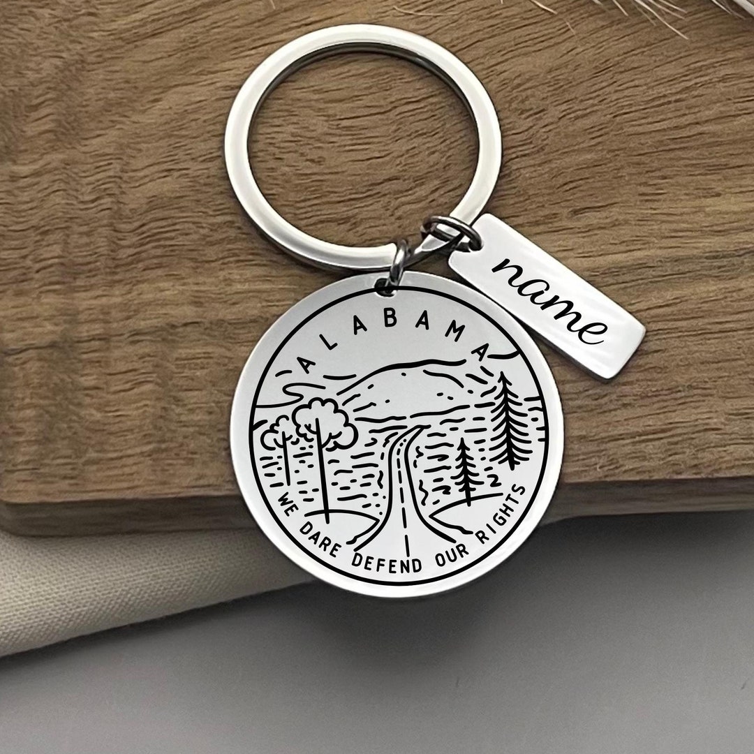 Custom Alabama State Keychain: Personalized Stainless Steel Gift - Etsy