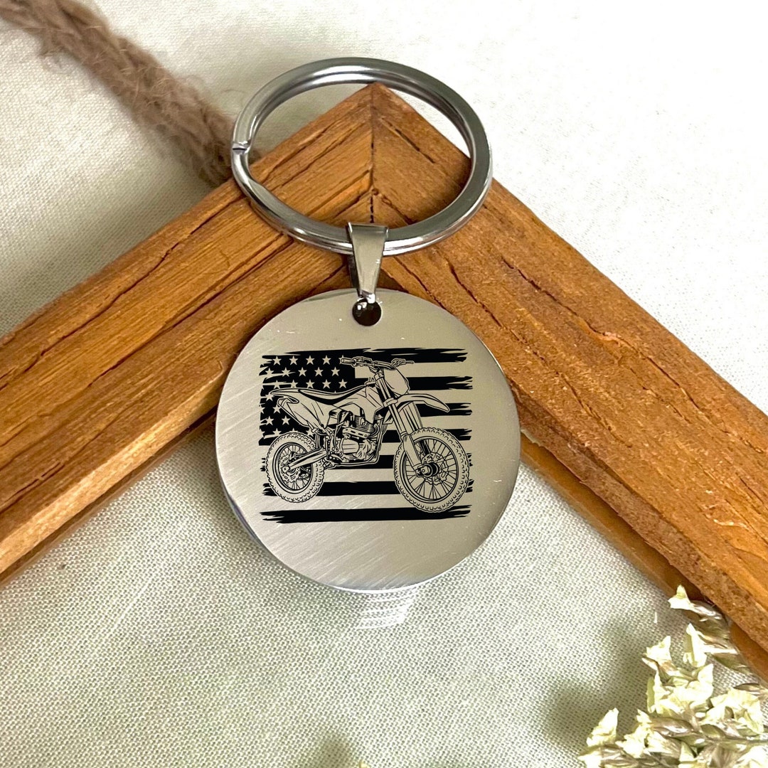 Custom Motocross USA Flag Keychain: Personalized Stainless Steel Gift ...