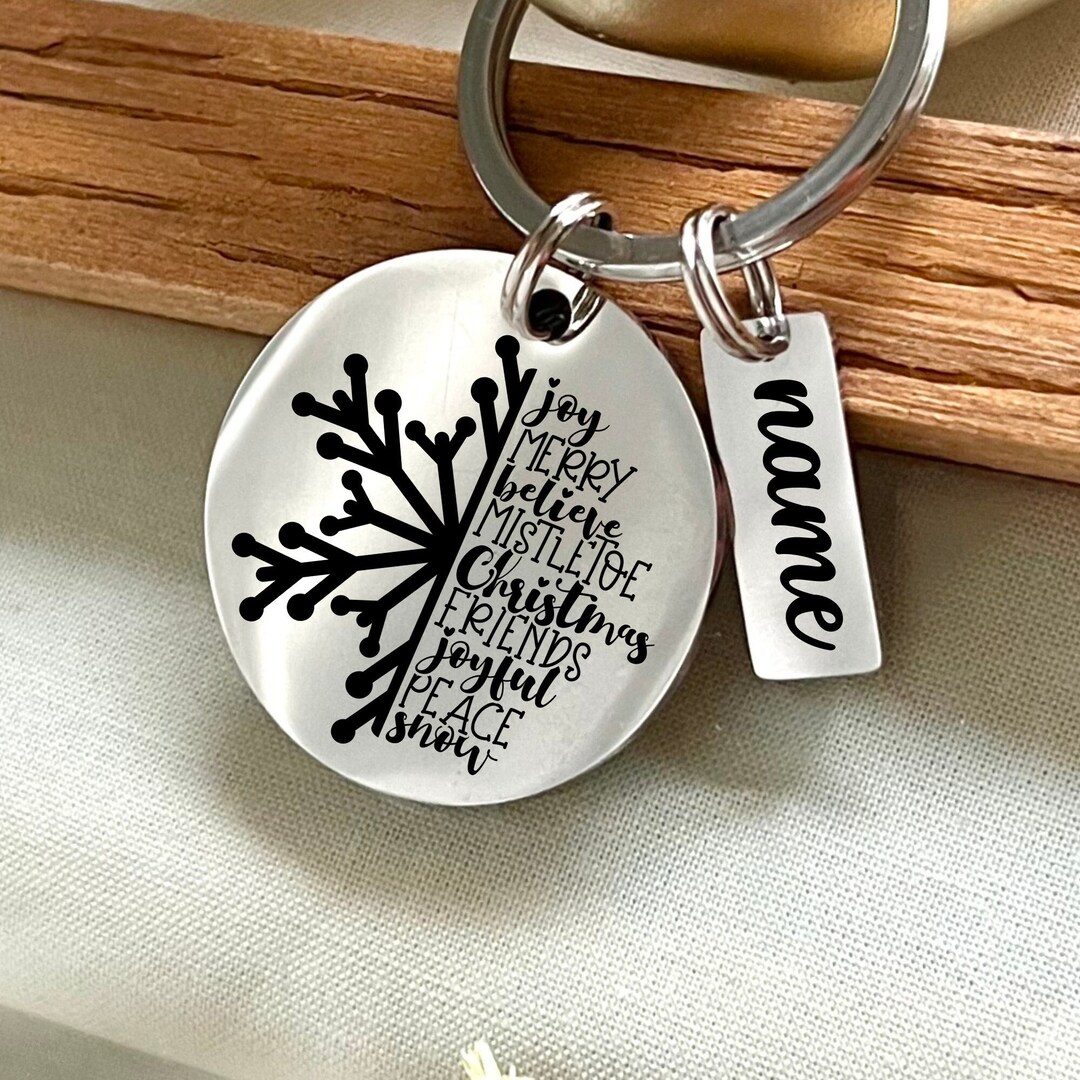 Personalized Snowflake Keychain: Stainless Steel Christmas Keyring - Etsy