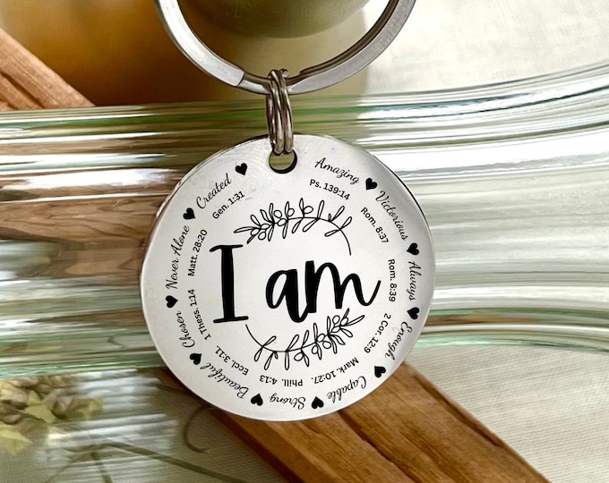 Personalized I Am Inspiration Keychain - Encouraging Bible Verse Gift ...