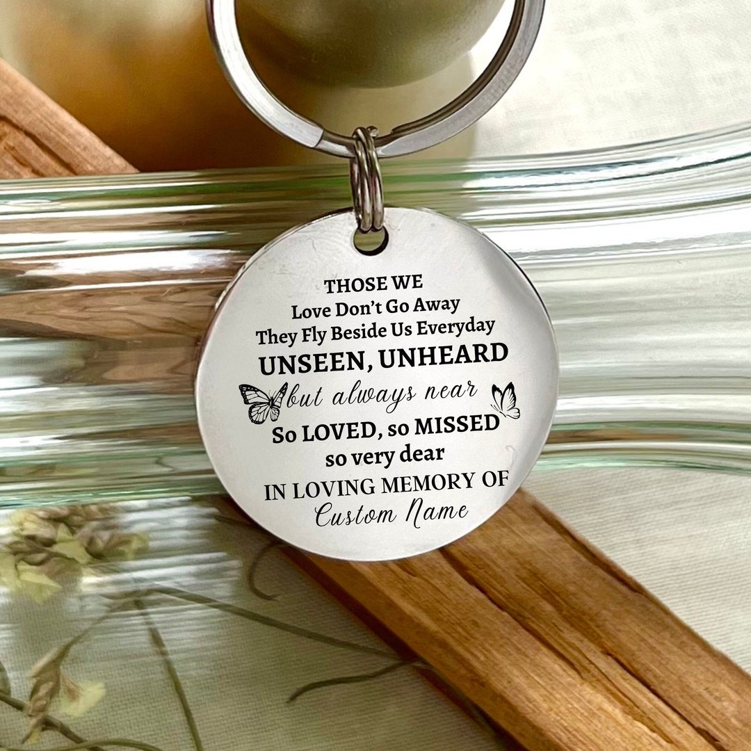 Personalized Memorial Keychain: Stainless Steel Butterfly Tribute - Etsy