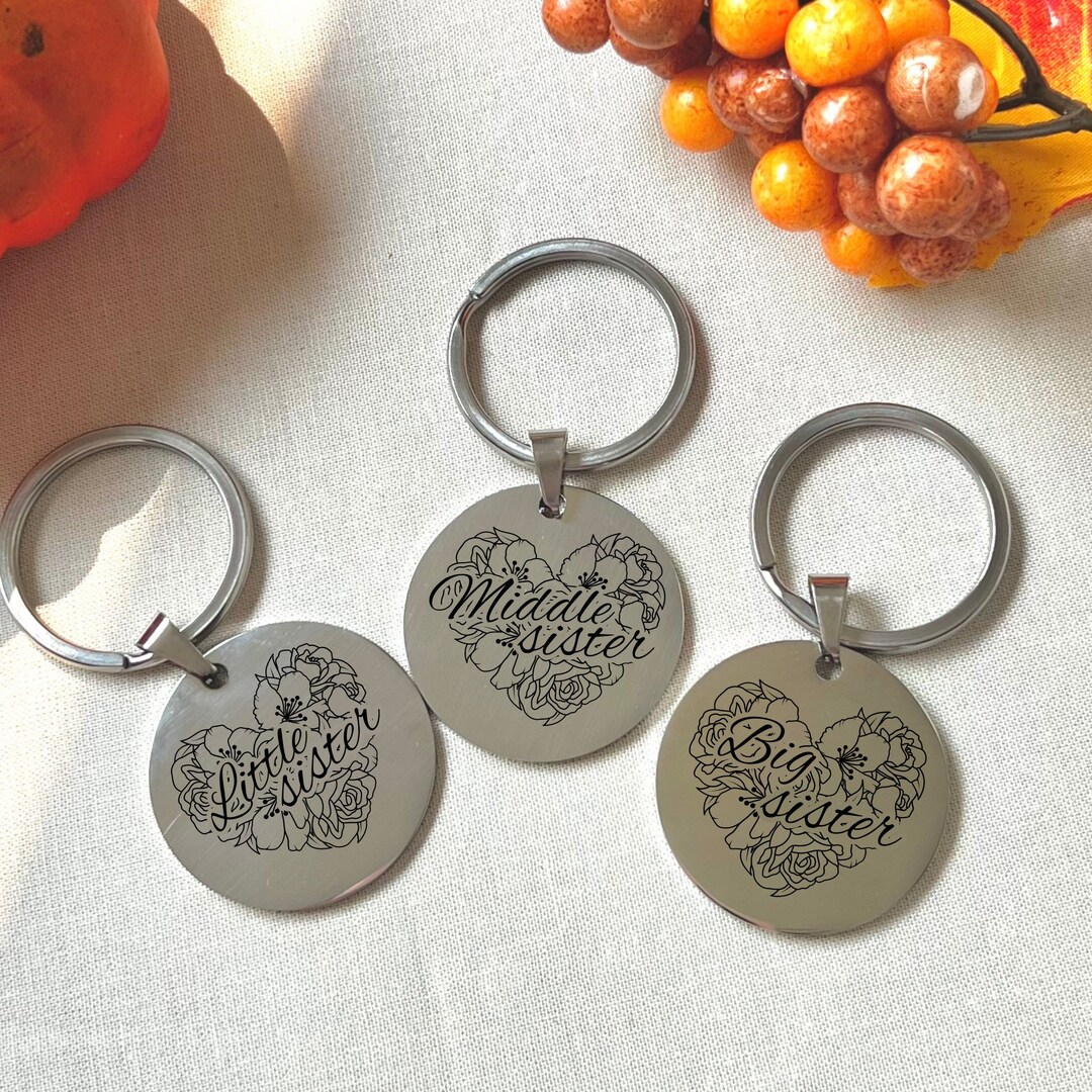 Customizable Sister Keychain - Little Sister, Middle Sister, Big Sister ...