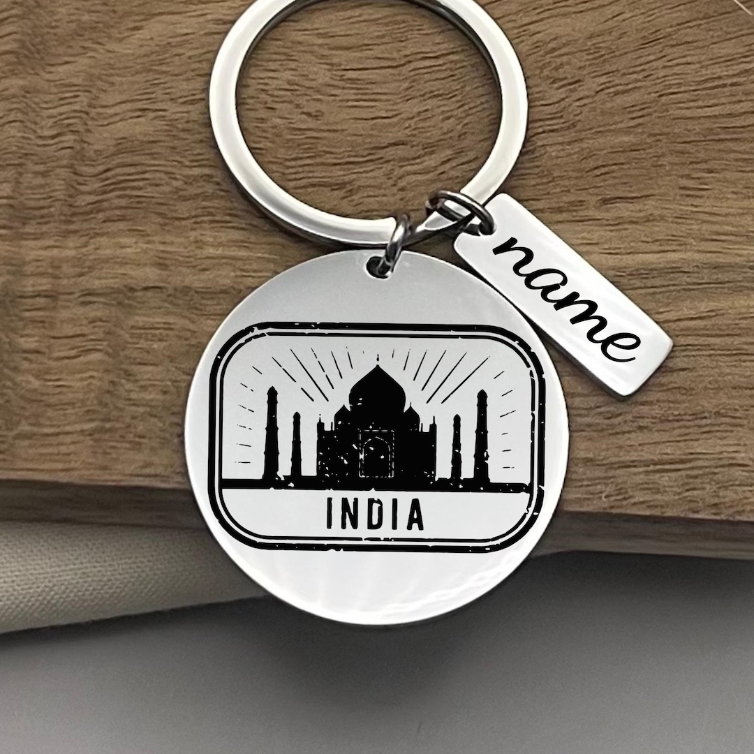 Personalized India Keychain: Stainless Steel Souvenir Keyring - Etsy