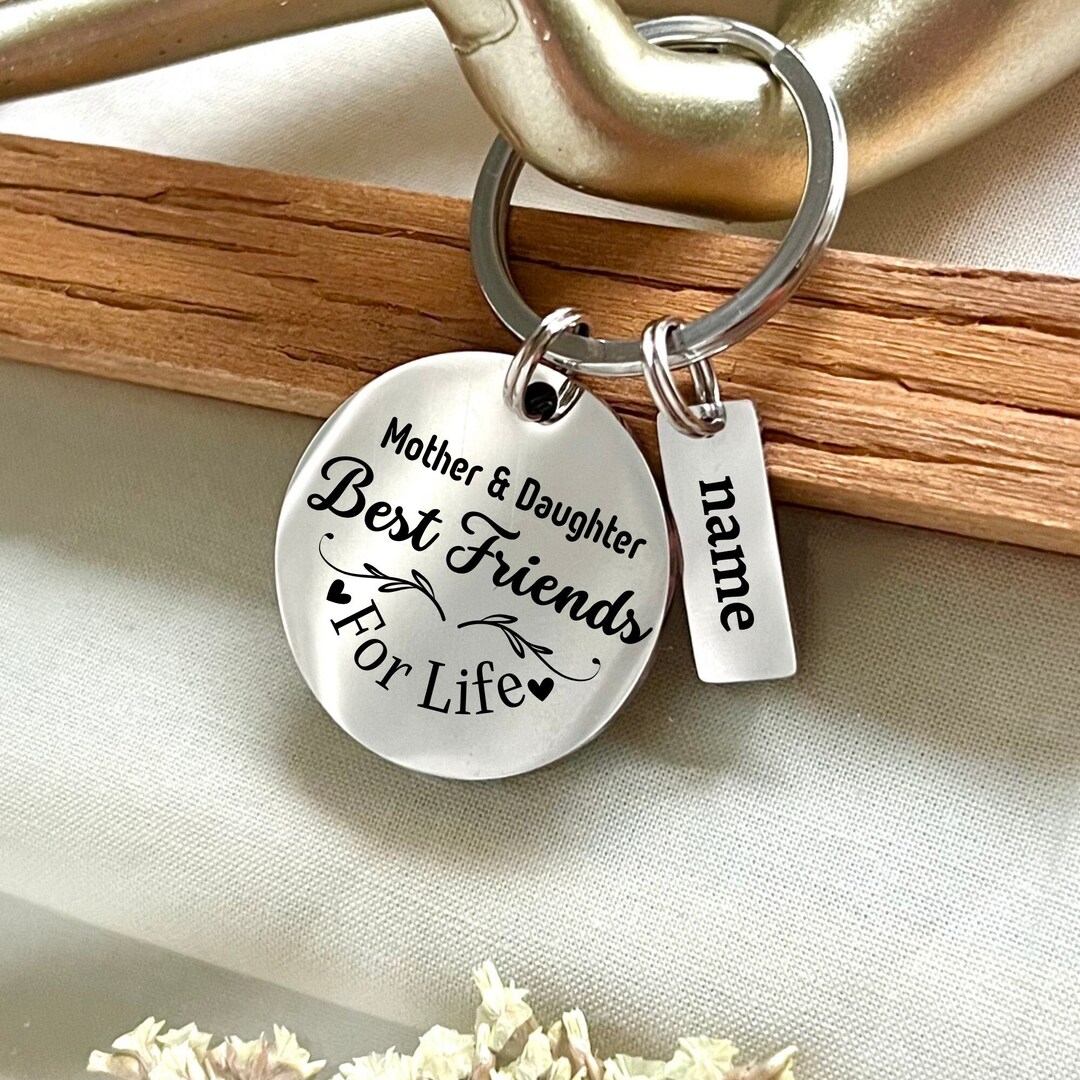 Personalized Mother Daughter Keychain: Stainless Steel Family Keyring ...