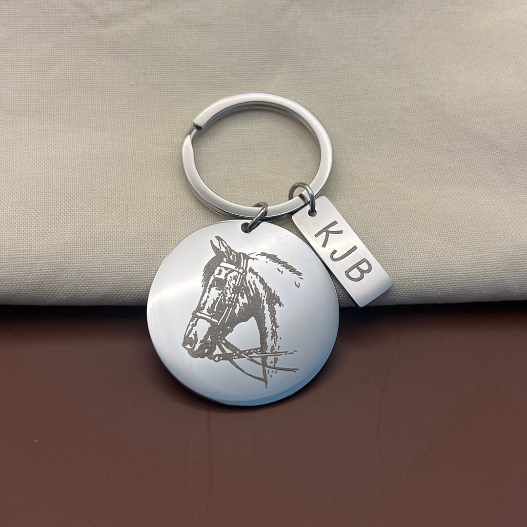 Personalized Horse Head Keychain: Stainless Steel Equestrian Charm - Etsy