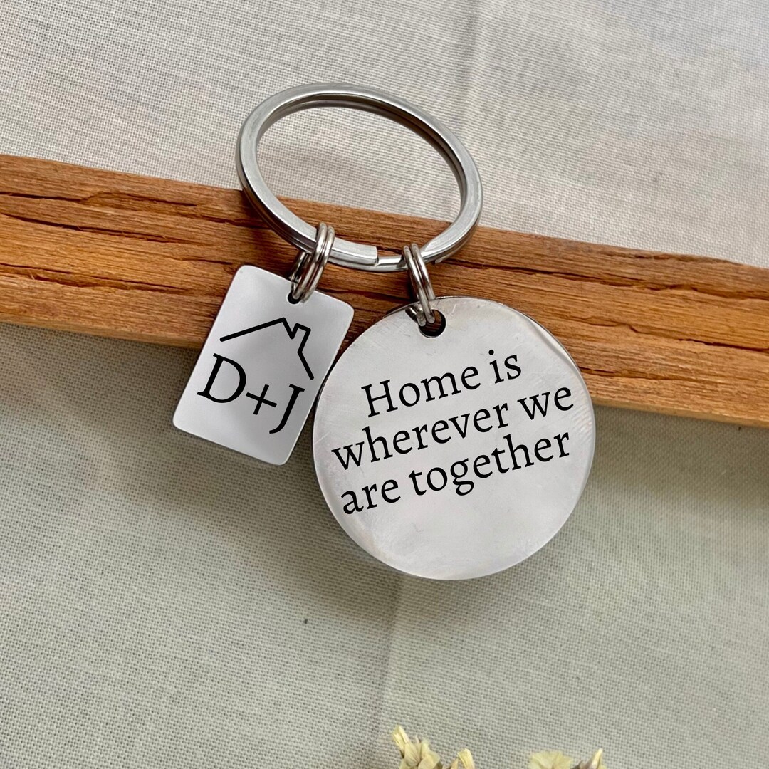 Personalized New Home Stainless Steel Keychain - Custom Home is Where ...