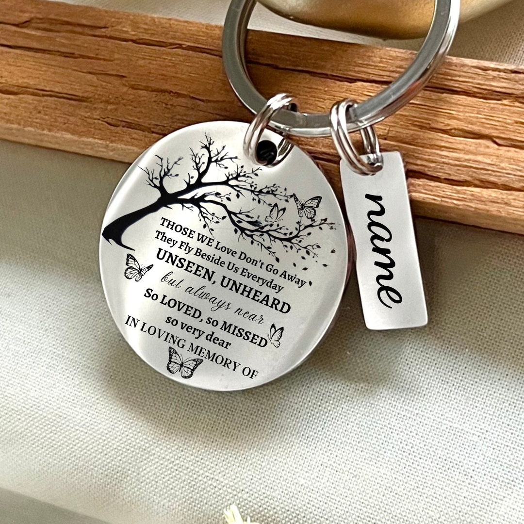 Custom Family Tree Memorial Keychain: Personalized Stainless Steel ...