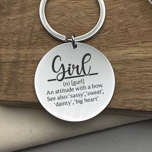 Custom Girl Definition Stainless Steel Keychain - Personalized Girl ...