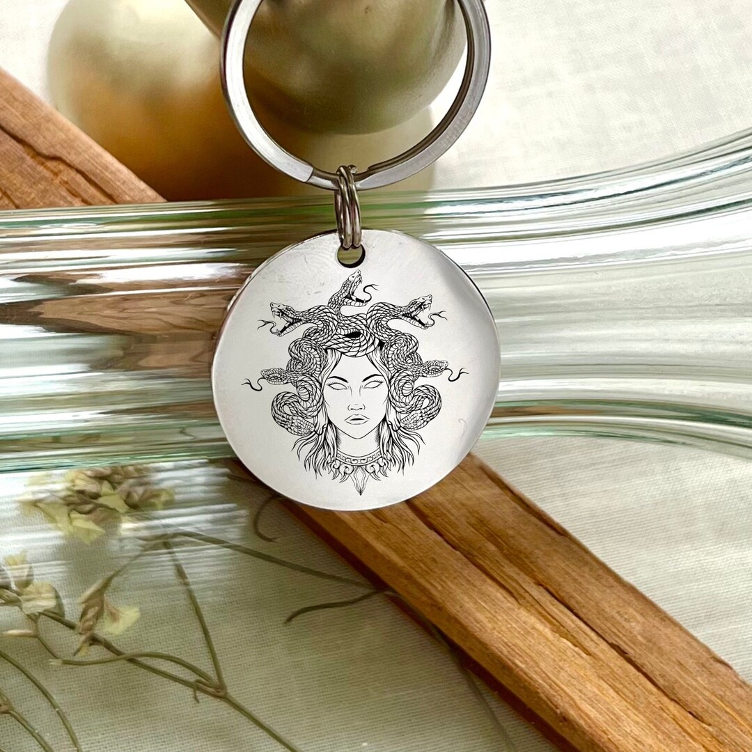 Medusa Head Keychain - Gorgon Mythology Symbol - Stylish Mythical ...