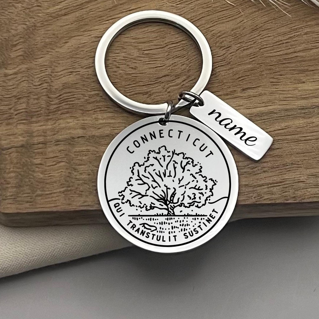 Custom Connecticut State Stainless Steel Keychain - Personalization ...