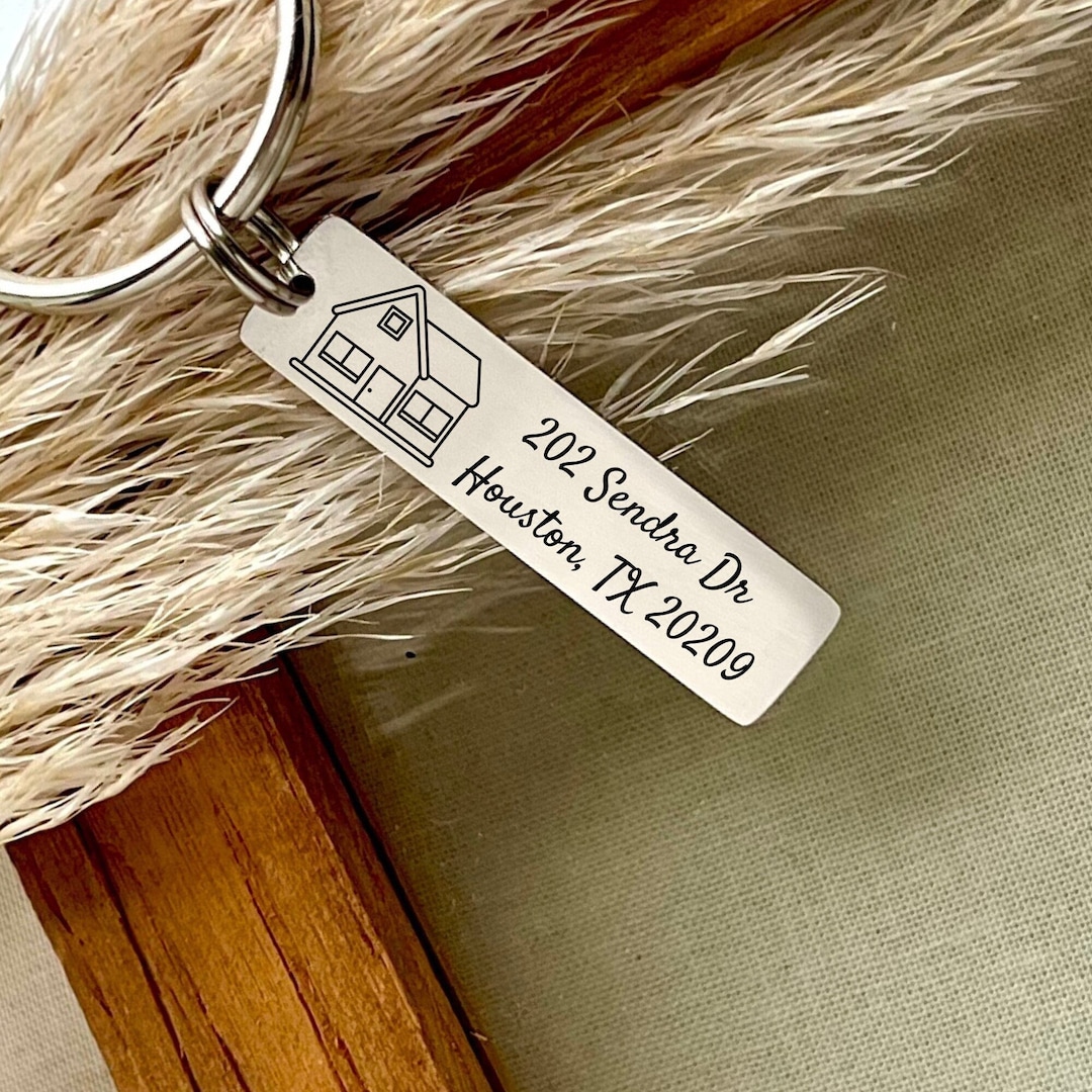 Custom Home Address Stainless Steel Keychain: Personalized Initials ...