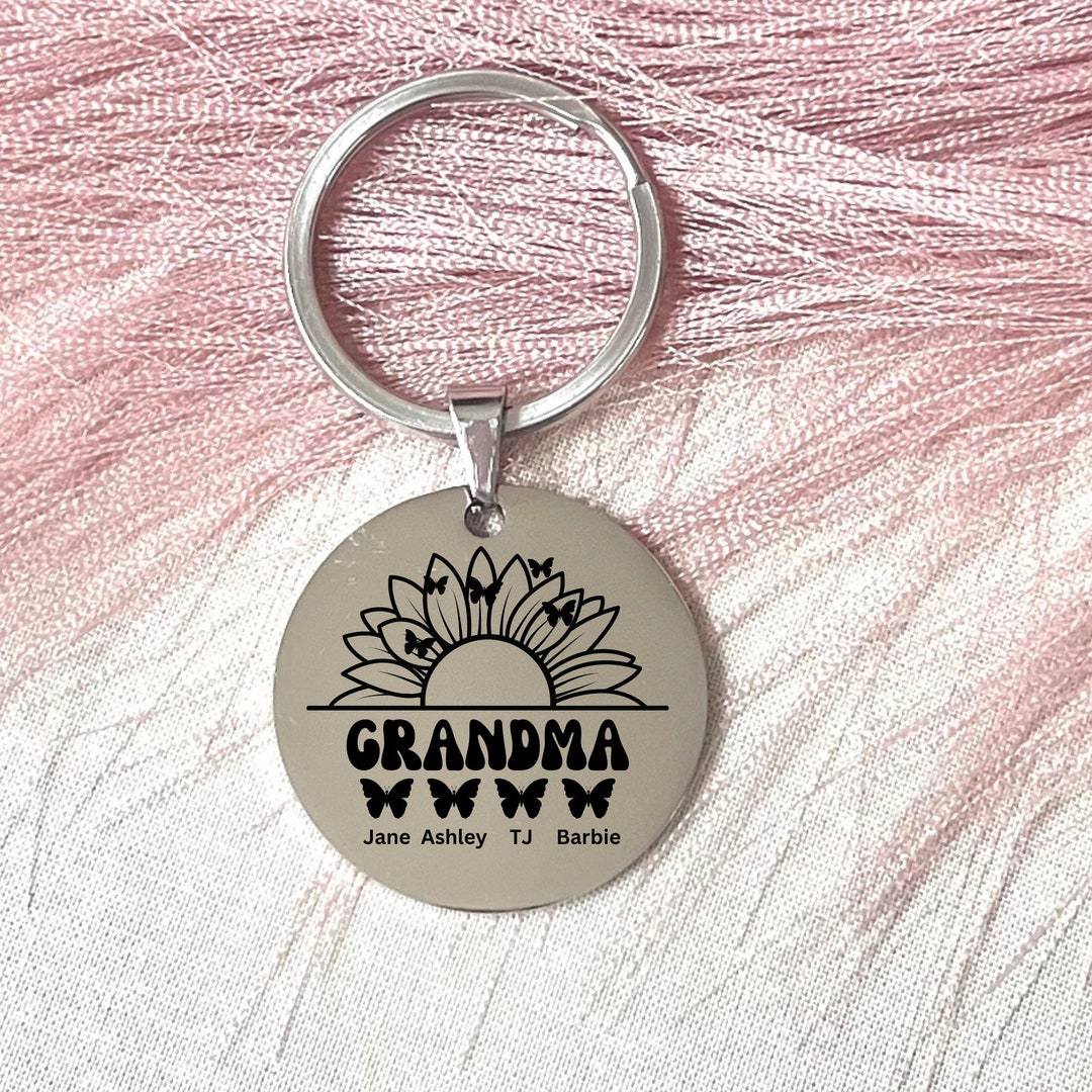 Personalized Grandma Keychain: Sunflower Stainless Steel Gift - Etsy