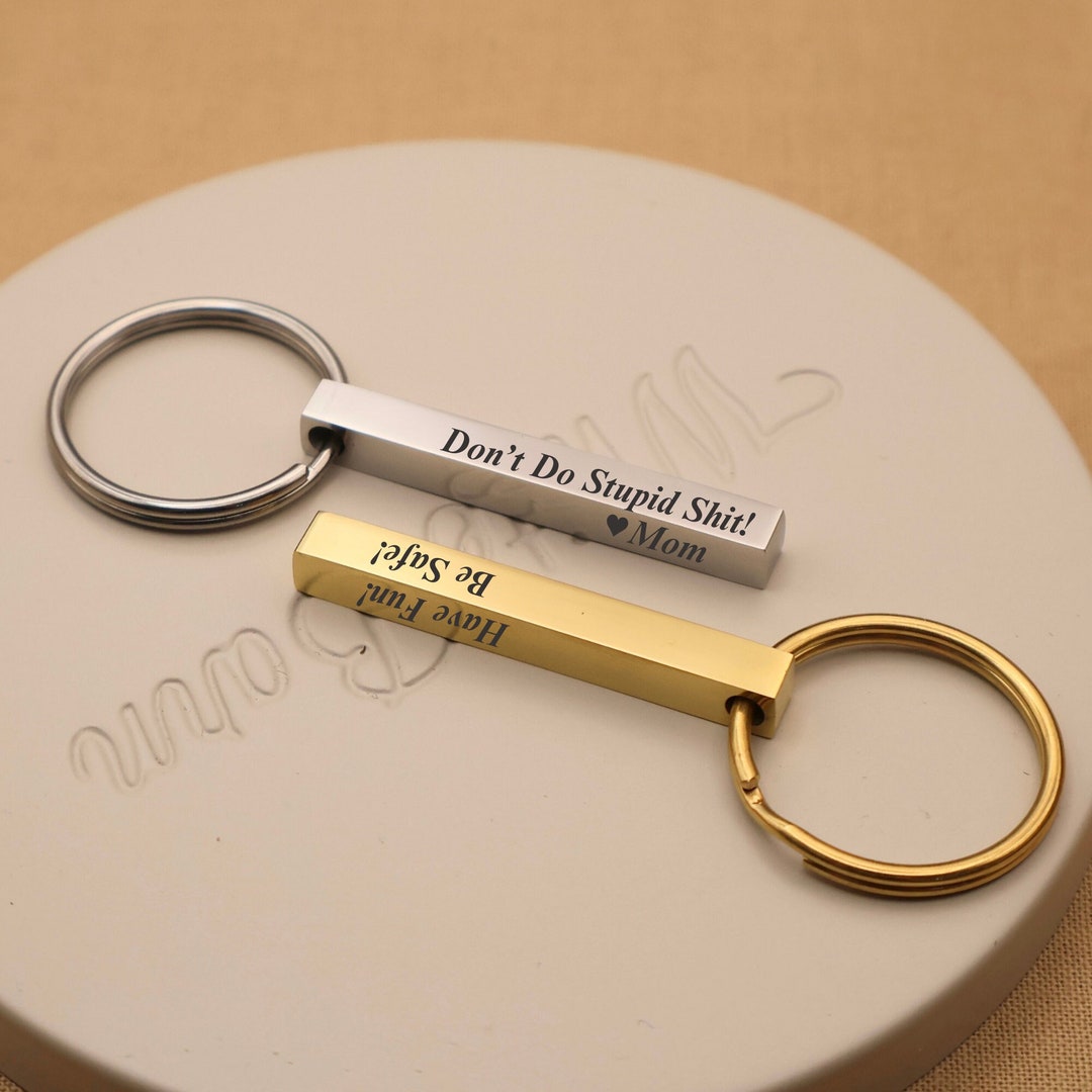 Custom 3D Vertical Bar Keychain: Sarcastic Stainless Steel Keyring - Etsy